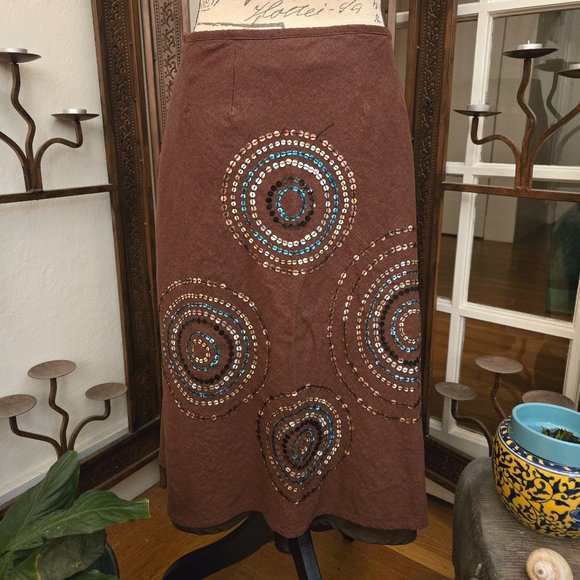 Edward | Skirts | Vintage Edward Sequined Boho Aline Midi Skirt Sz 8 ...